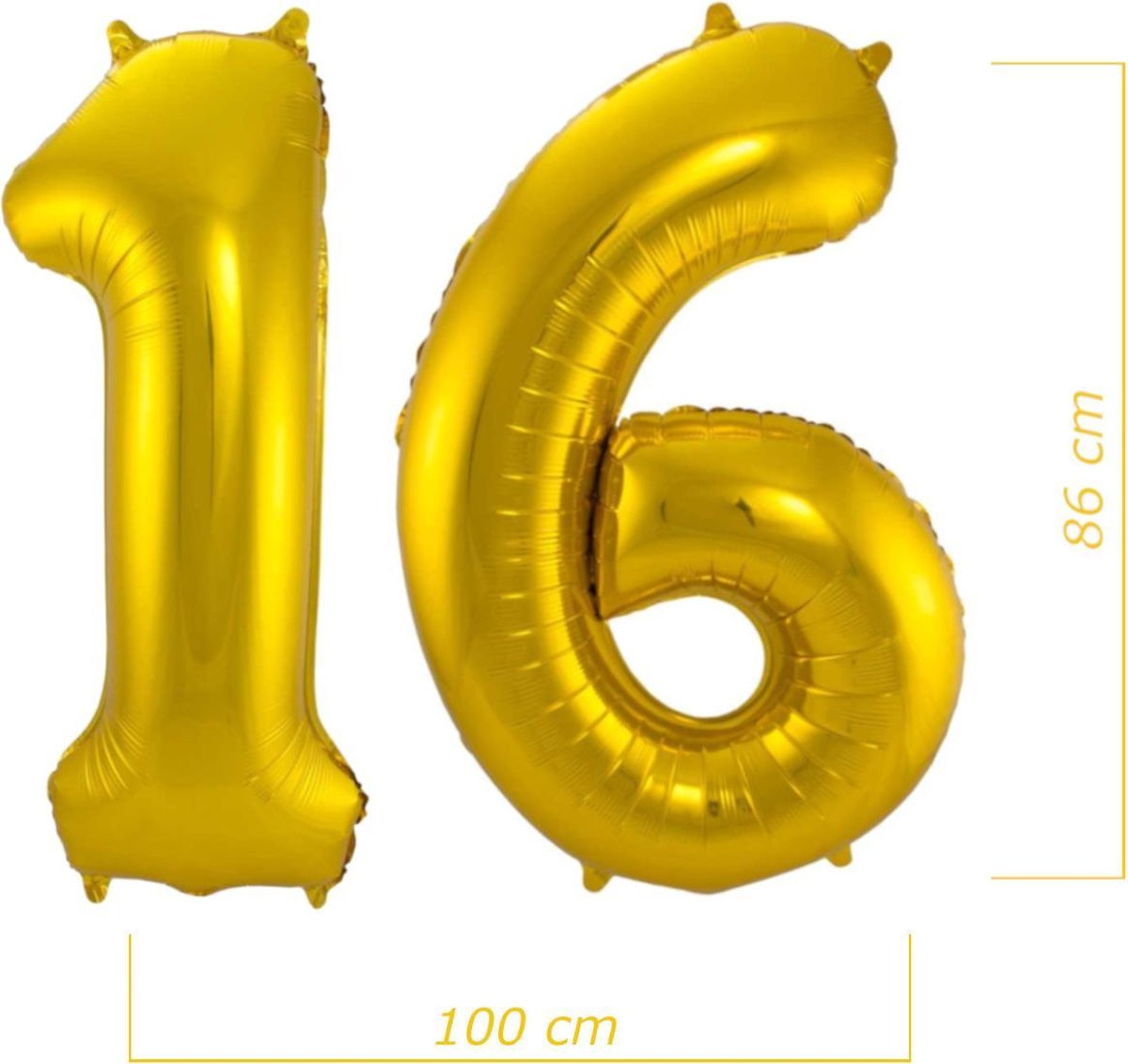 Ballon Cijfer 16 Jaar Goud Verjaardag Versiering Gouden Helium ...