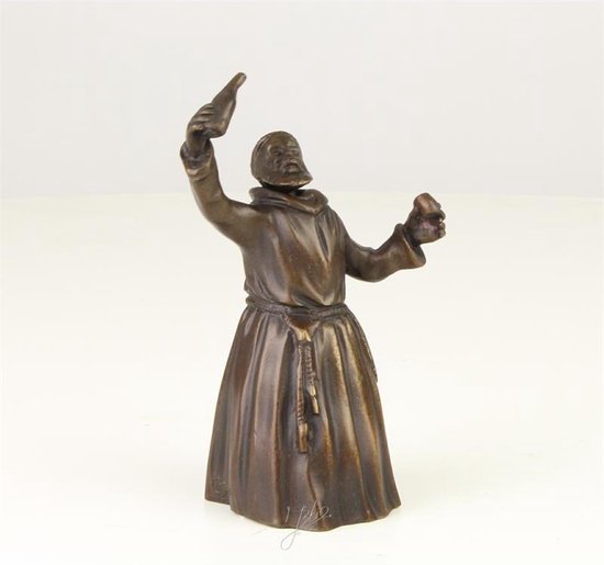 Tafelbel - Drinkende Monnik - Bronzen sculptuur - 11,6 cm hoog | bol.com