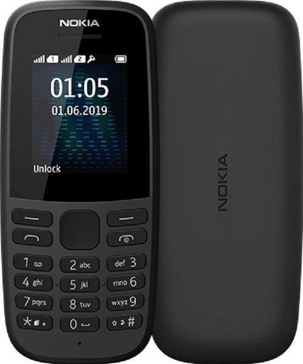 Nokia 105 Dual Sim | Lyca Mobile simkaart |NL-sim| Beltegoed | Zwart ...