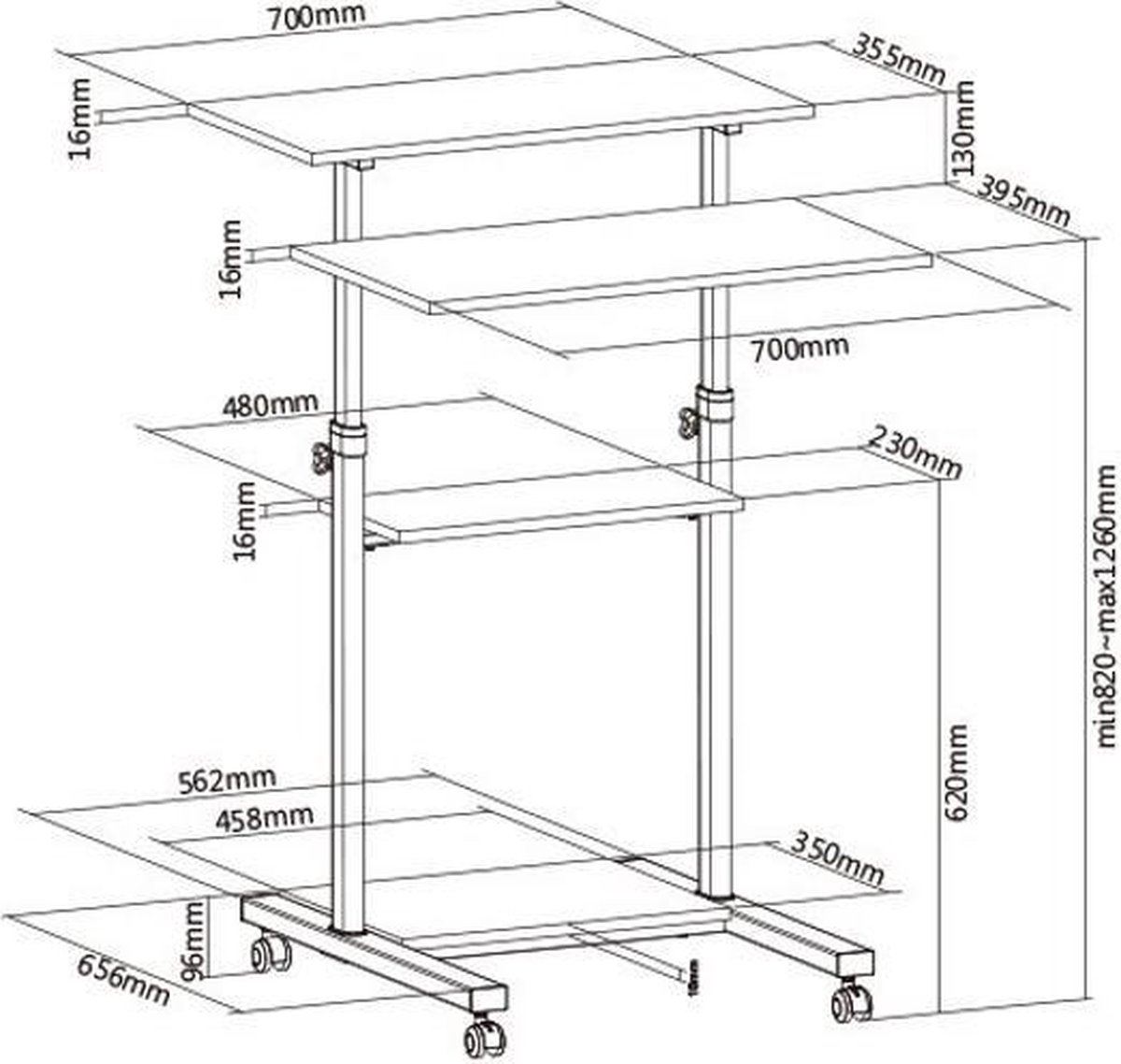 Bureau zit sta laptop tafel werkstation - lessenaar lectern - mobiel ...