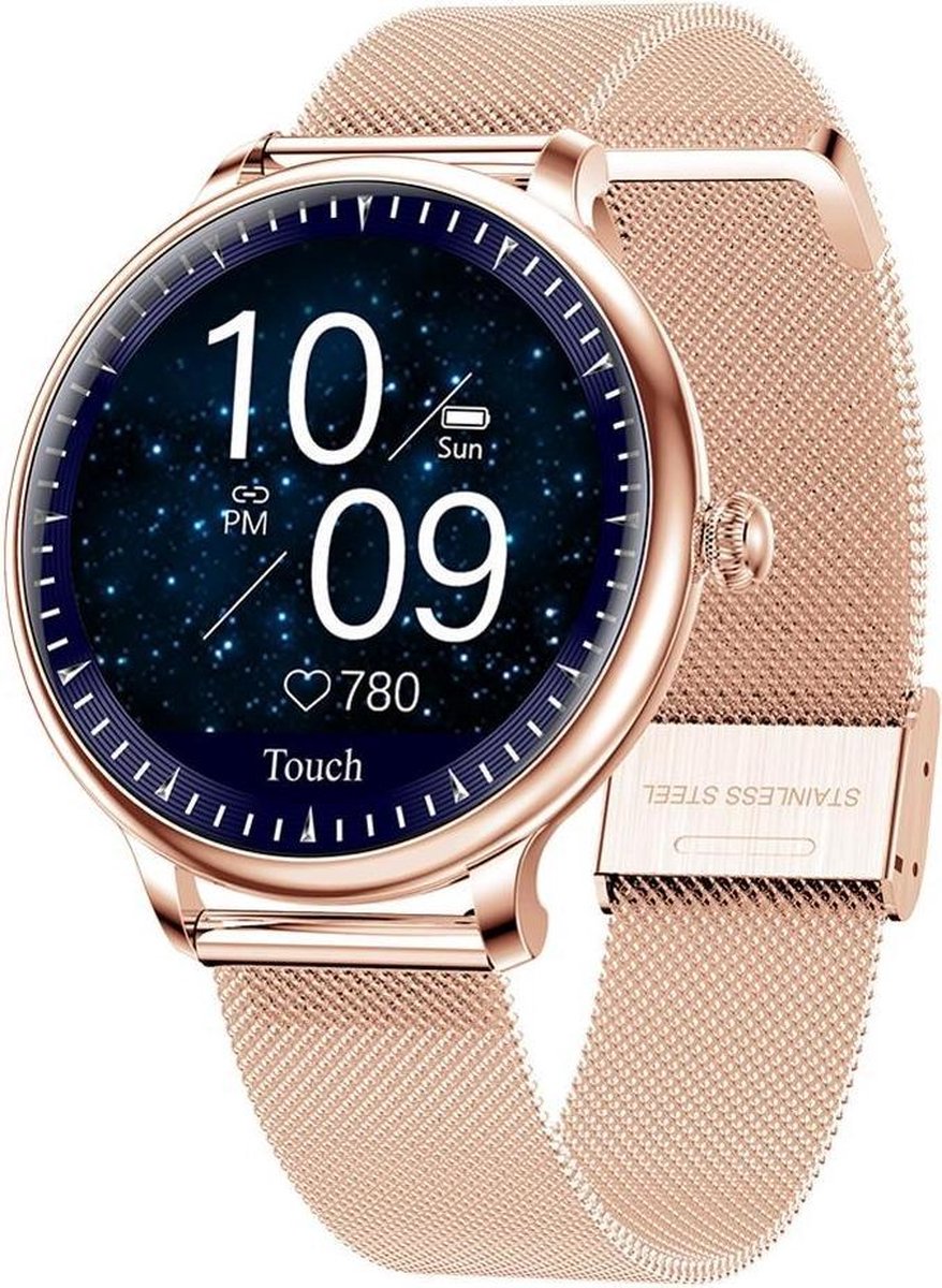 Optible® Cleo - Stijlvolle Smartwatch Dames - Horloge - Goud - Staal ...