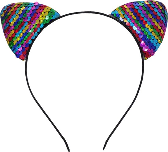 Jessidress Haarband Meisjes Diadeem met katten oren vol pailletten ...