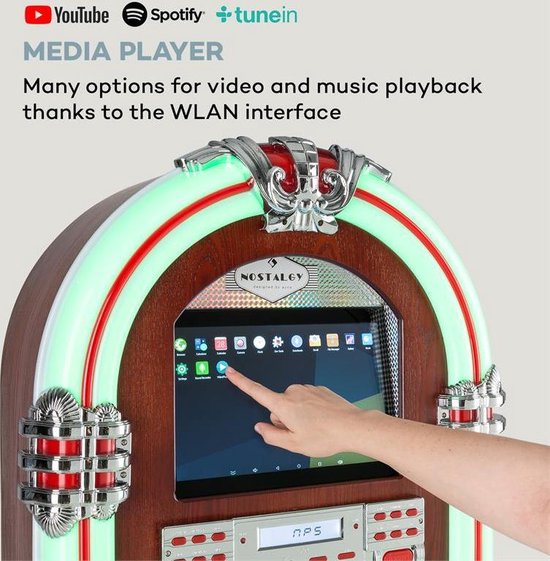 Graceland Touch jukebox 12 "avec contrôle tactile Wifi CD Bluetooth , lecteur... | bol.com