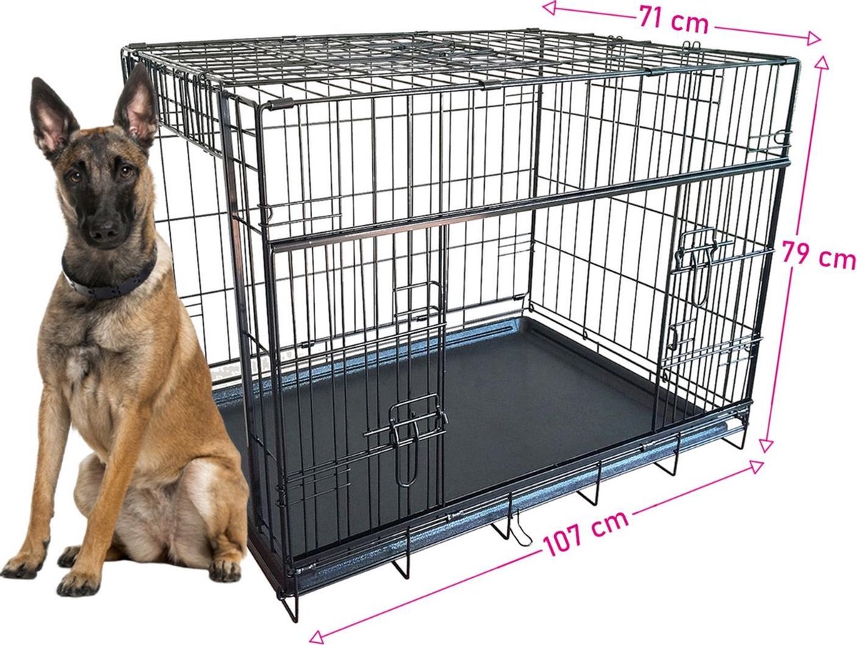 Adori Bench Met Schuifdeuren Zwart - Hondenbench - 107x71x79 cm | bol