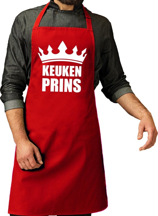 Keuken Prins barbeque schort / keukenschort bordeaux rood voor heren ...
