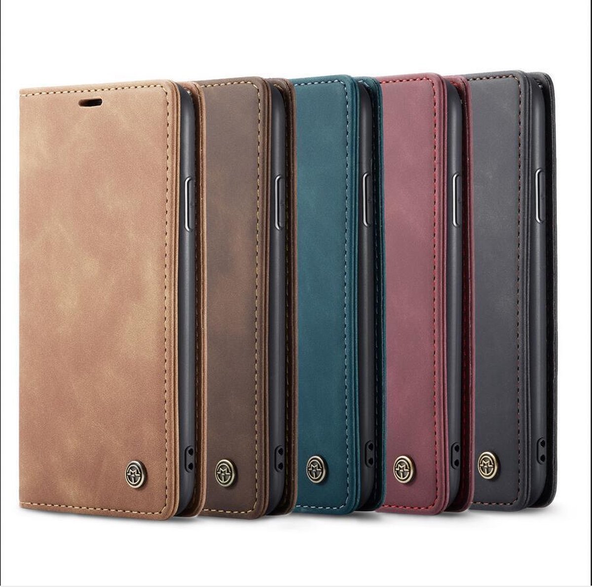 Apple iPhone 12 / iPhone 12 Pro hoesje, luxe echt leren wallet bookcase ...