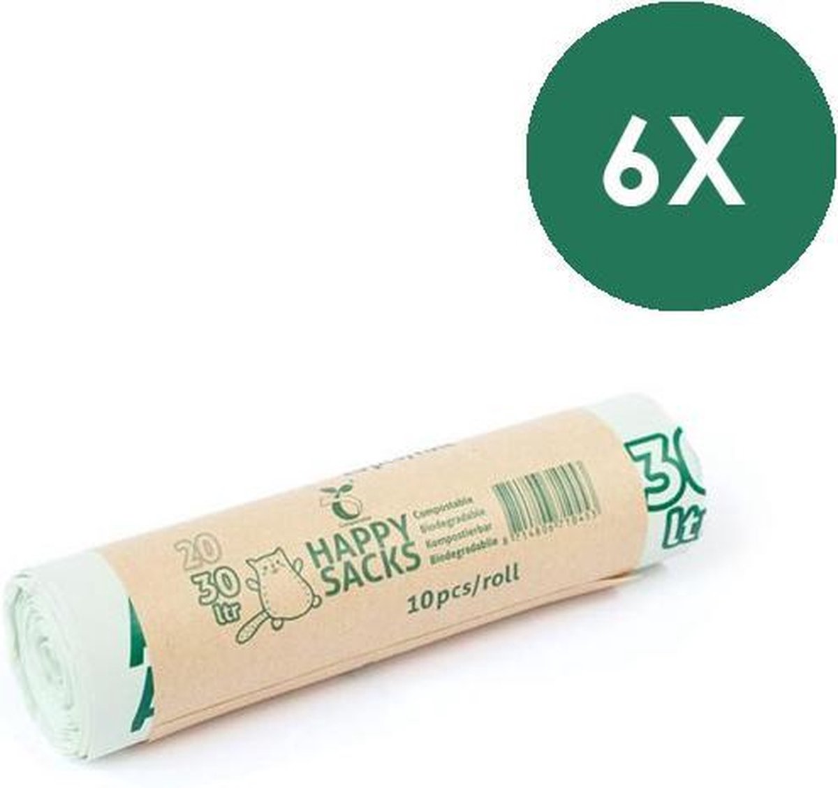 bol.com | Happy Sacks - Bio Afvalzakken - 30 L - 6 x 10 zakken/rol (60 ...