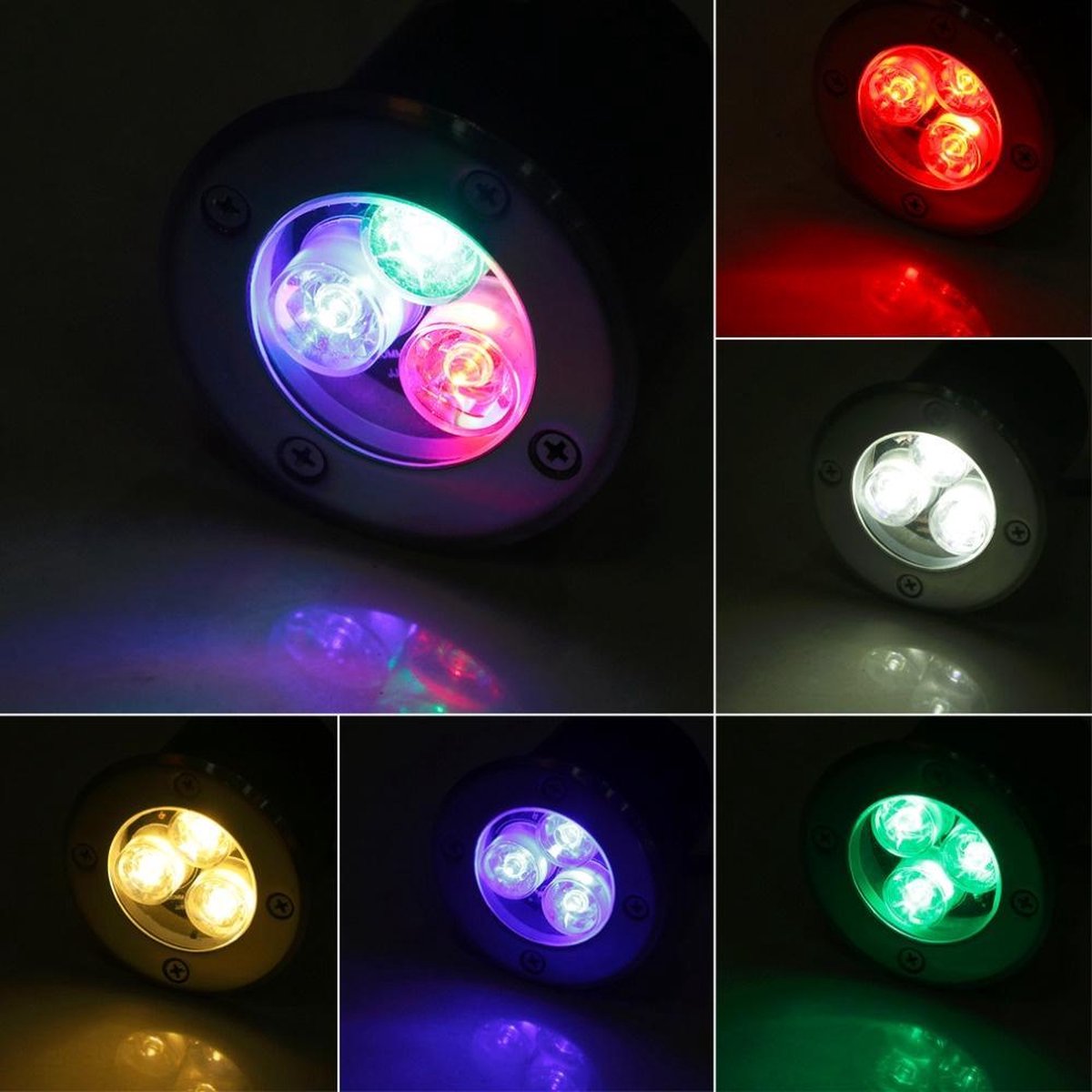 Spot de sol LED RGB - 9 Watt - Intégré - 12 Volt - Avec télécommande ...