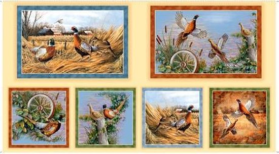 Quilting Treasures Quiltstof Panel Katoen Pheasant Fields Velden met ...