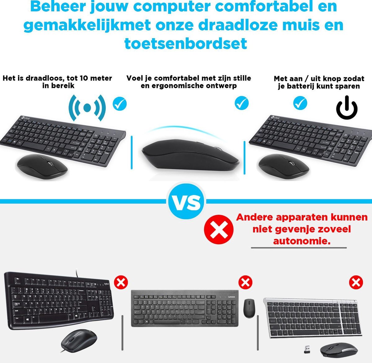 Lifest Draadloze Muis en Toetsenbord Set - Ergonomisch - Muisstil ...