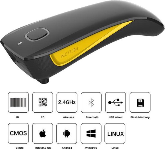 Netum C750 Pocket Mini Barcodescanner - QR code en Barcode - Bluetooth ...