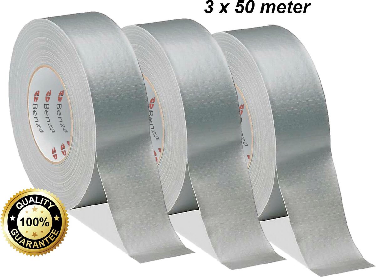 Duct tape Ducktape Extra Sterk Grijs - 50 mtr x 5 cm - 3 Rollen | bol