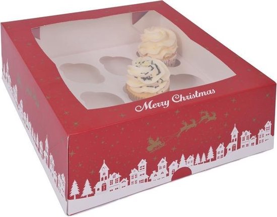 House of Marie Cupcake Doos 12 - Kerst - pk/2 | bol