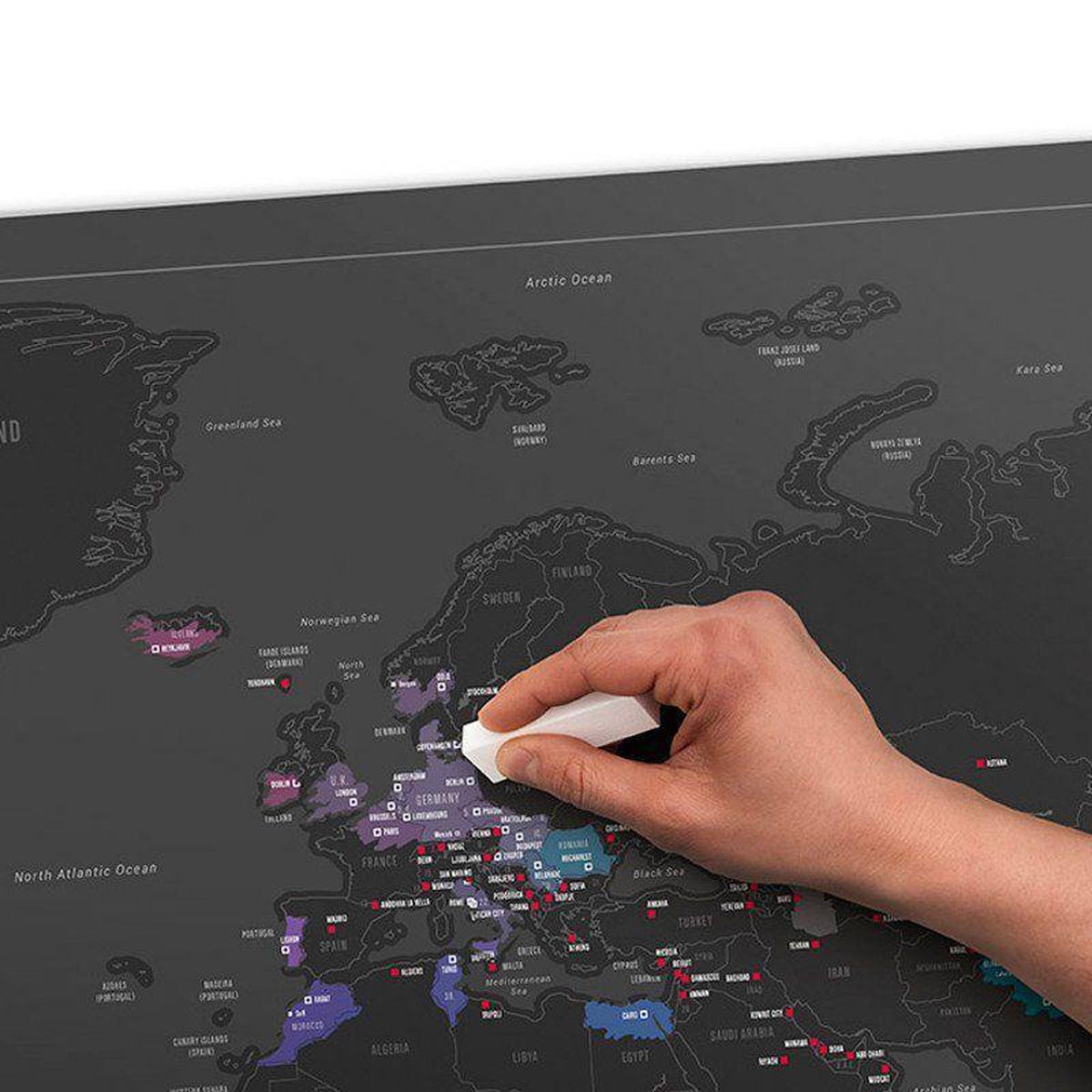 Wereldkaart Kras Map - 82x60cm - grijs | bol.com