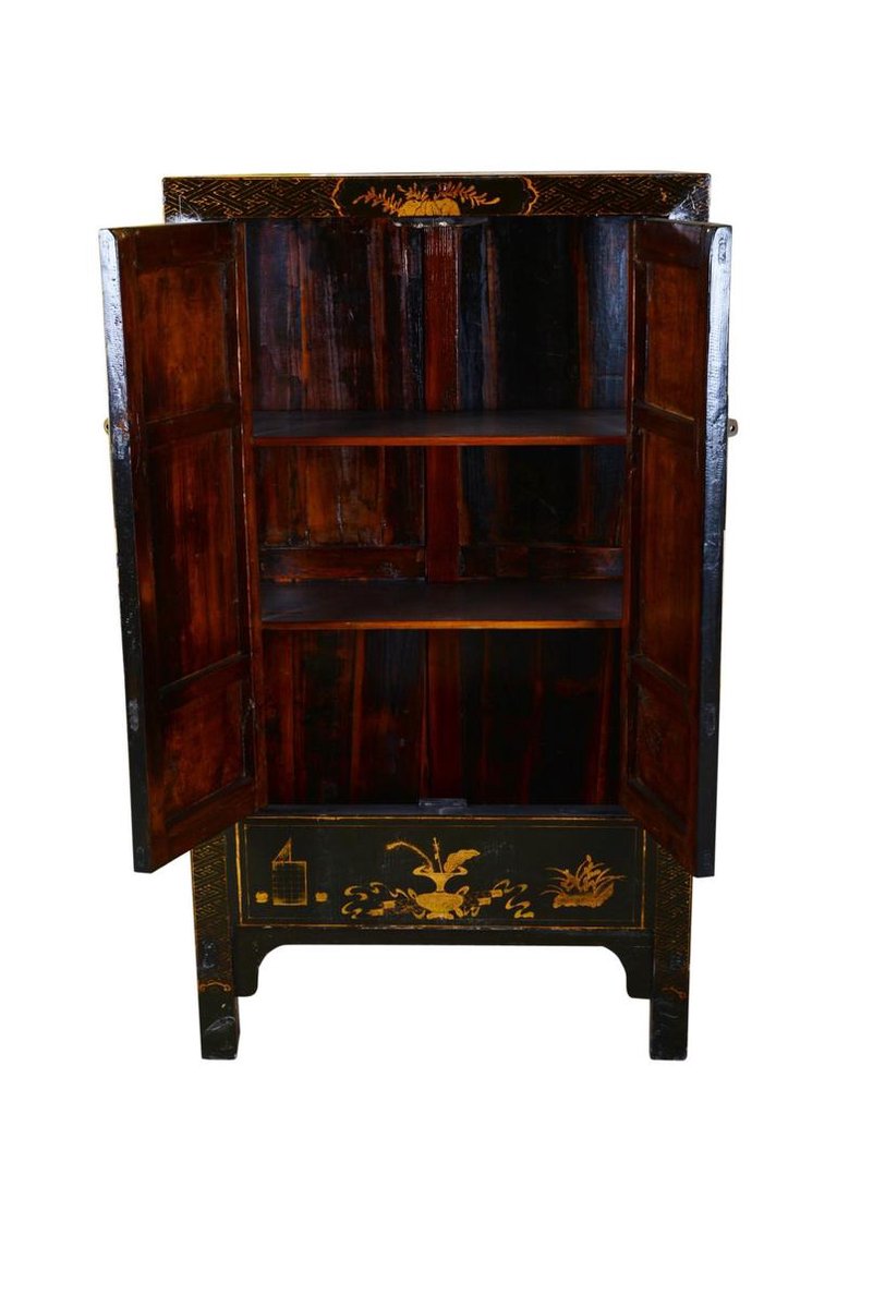 Fine Asianliving Antieke Chinese Kast Handgeschilderd Goud met Zwart ...