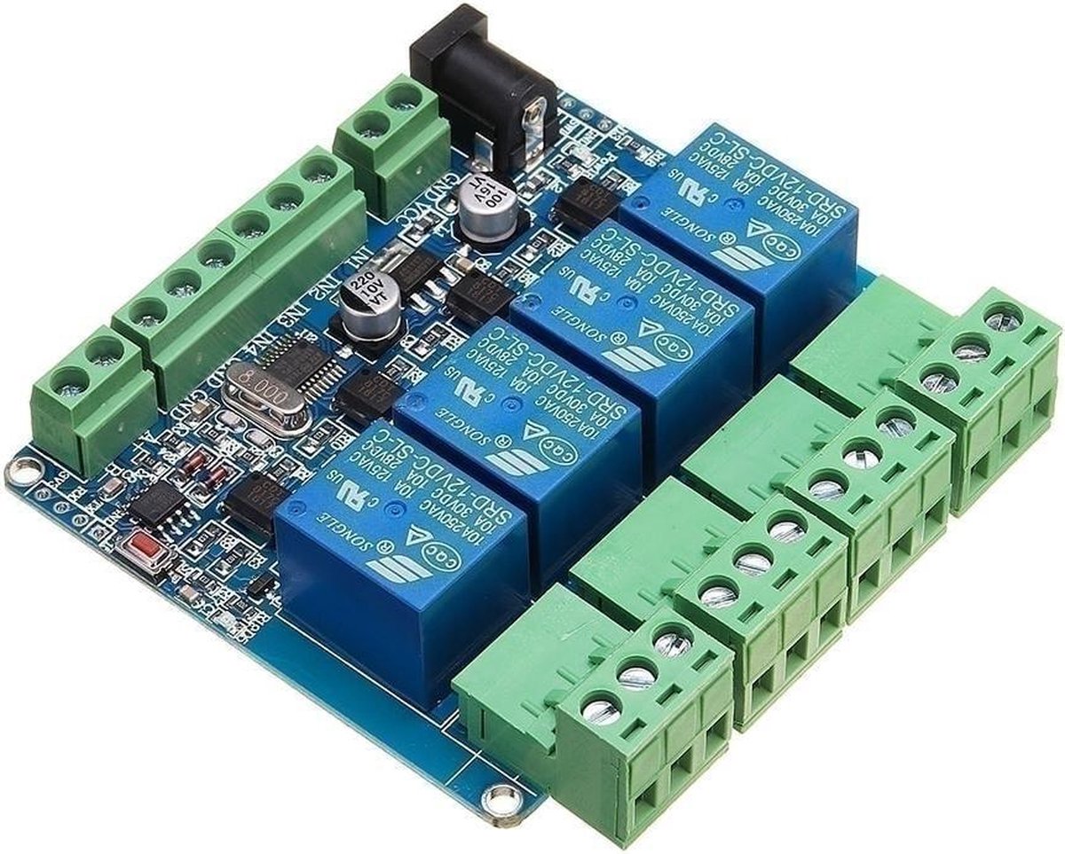 Modbus RTU 4-kanaalrelaymodule 4CH Inputoptocouplerisolatie RS485 MCU voor Arduino | bol.com