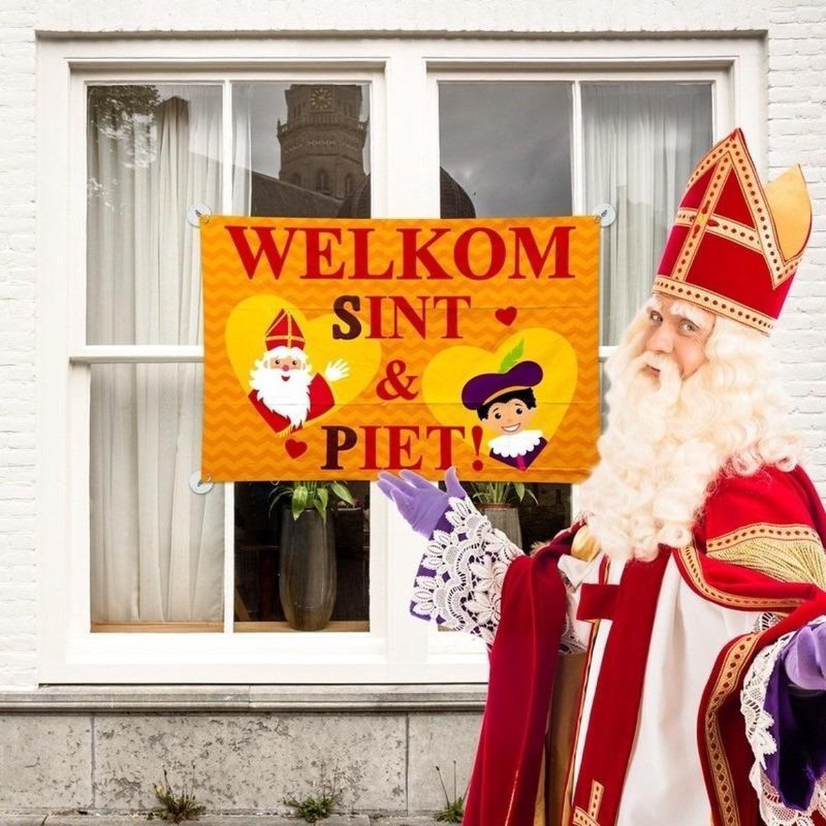 5x Gevel vlag welkom Sint en Piet - 90 x 60 cm - Sinterklaas versiering ...