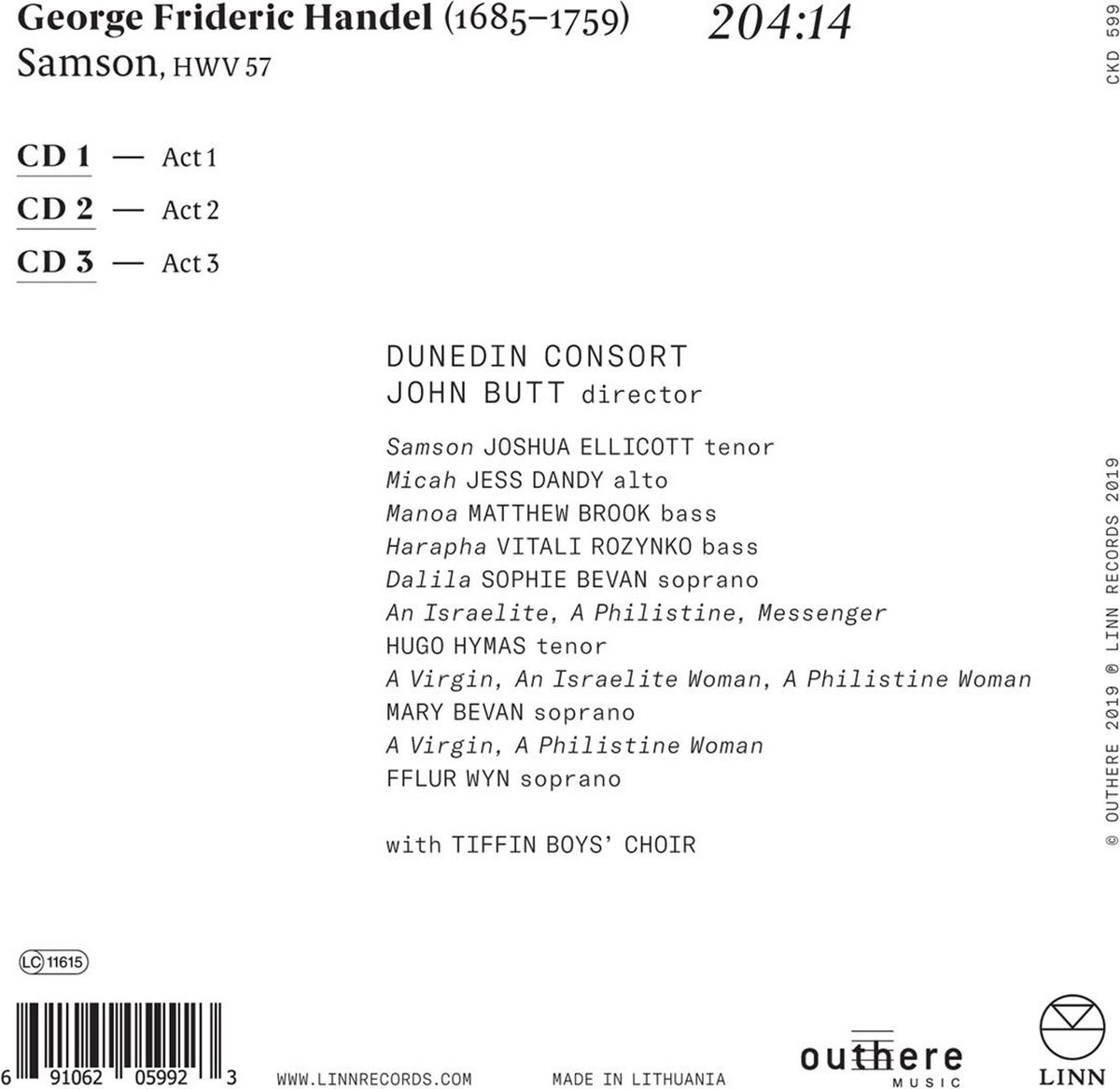 Dunedin Consort - John Butt - Samson (3 CD), Dunedin Consort | CD ...