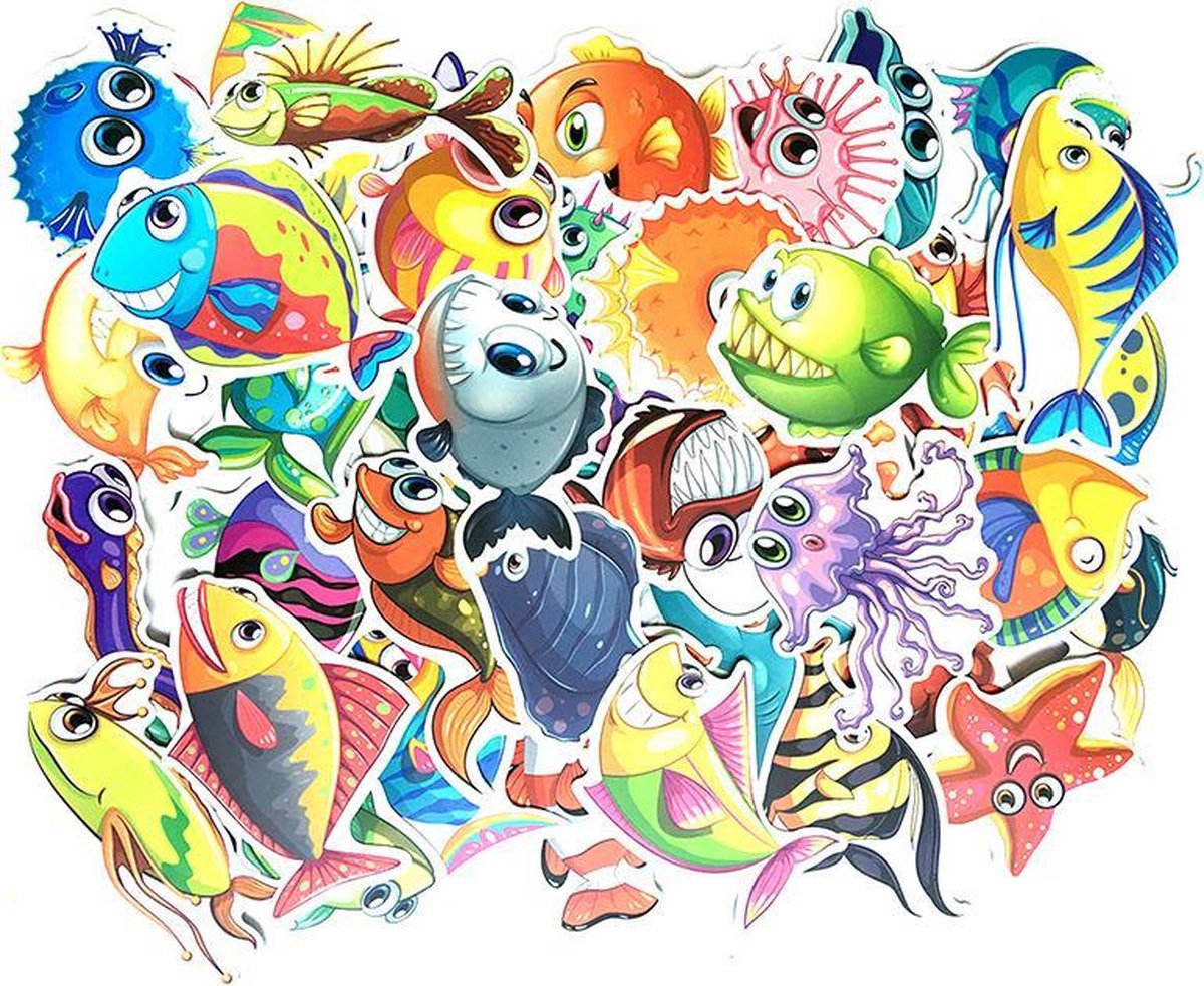 40 gave Oceaan Stickers - Sticker mix met vissen, haaien en zeedieren | bol
