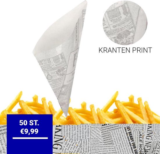 bol.com | Papieren Frietzak | Krant print | 50 st. | Patatzak ...