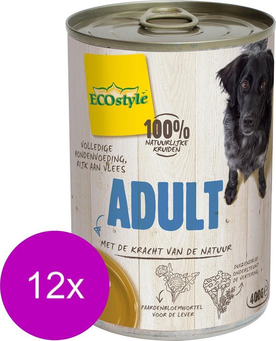 Vitastyle Blik Vitaal Vlees Adult - Hondenvoer - 12 x 400 g | bol