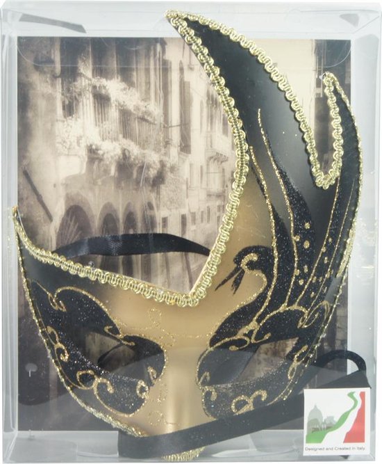 Venetiaans masker – Goud goude kleur – vlam vorm -carnaval – feest ...