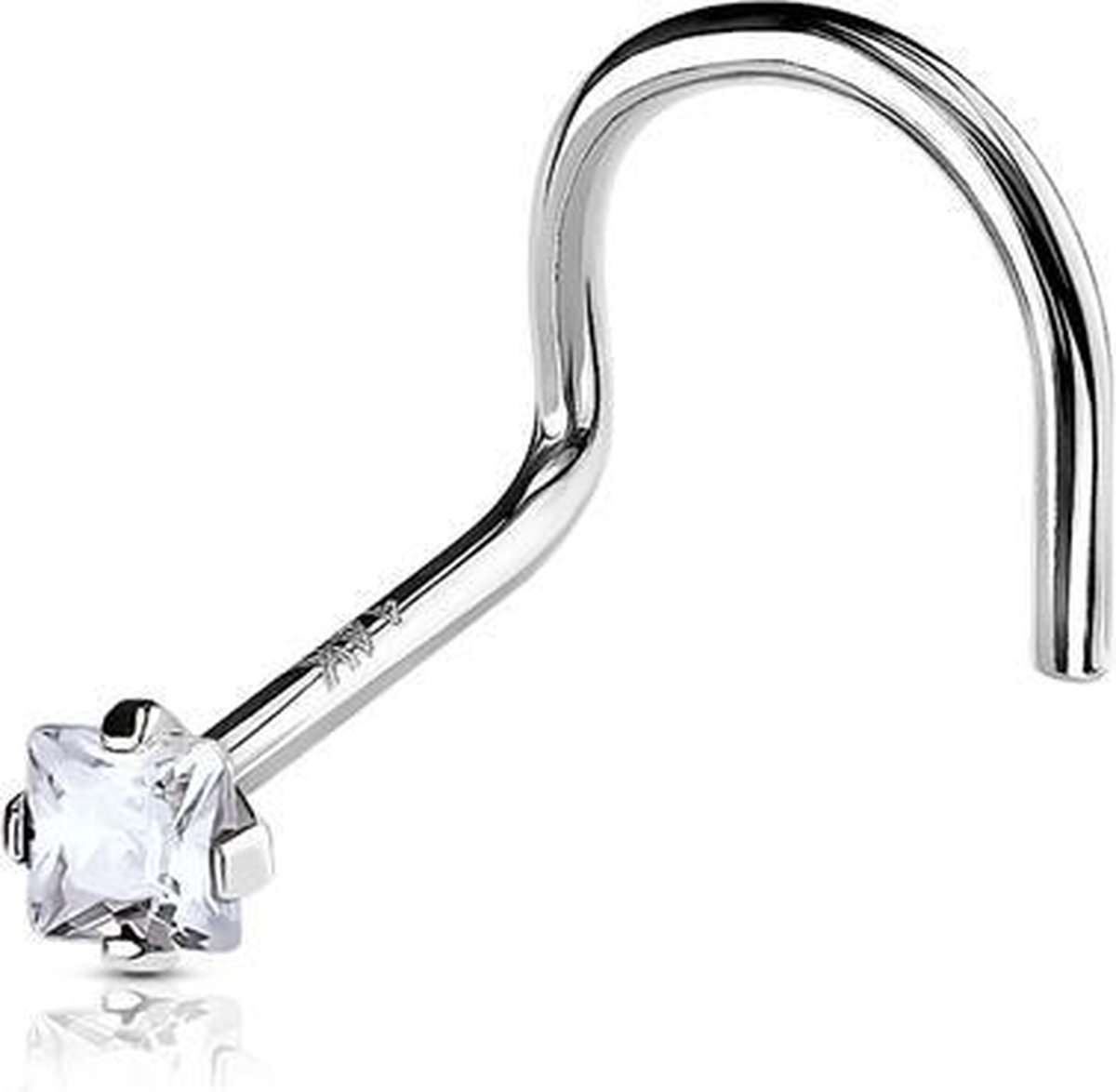 14K wit goud vierkante neuspiercing | bol.com