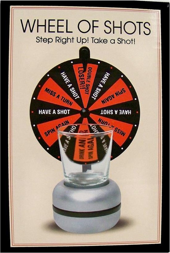 Wheel of shots-Drankspel met een Shotglas en een Draairad - Feestje ...
