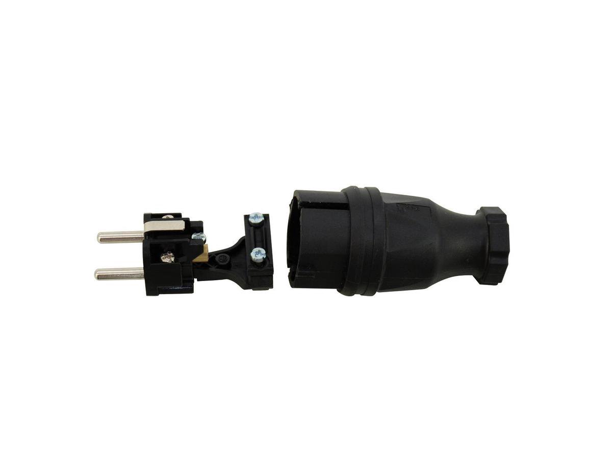 PC ELECTRIC Shuko rubber stekker - randaarde - zwart | bol.com