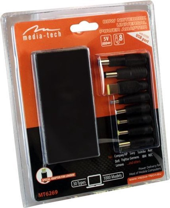 Media-Tech universele 80W laptop power adapter | bol