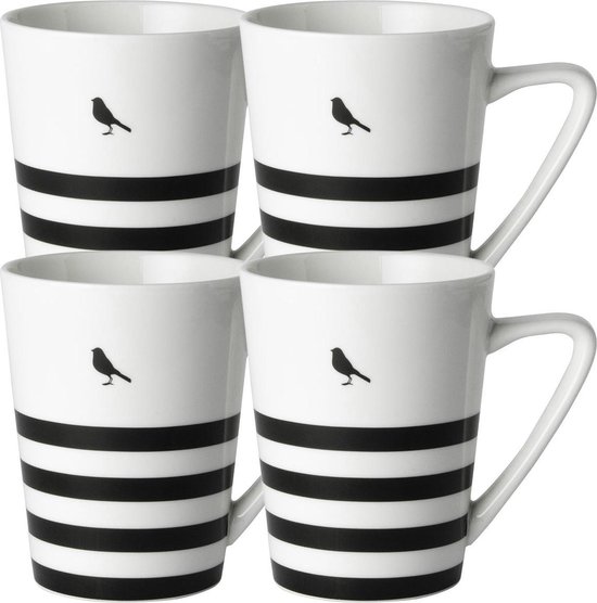 Dutch Rose Loft Bekers Grafische Streep 31 cl - set van 4 stuks | bol.com