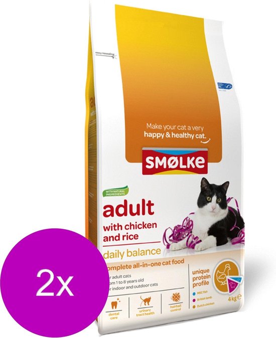 Smolke Cat Adult Kip&Rijst - Kattenvoer - 2 x 4 kg | bol.com