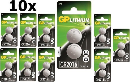 20 Stuks (10 Blisters a 2St) - GP CR2016 Professional Electronics 3V 90mAh Lithium... | bol