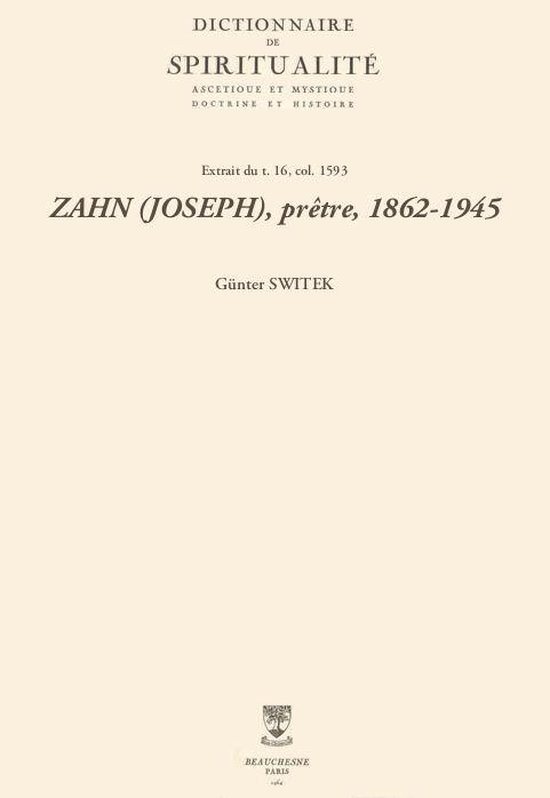 ZAHN (JOSEPH), prêtre, 1862-1945 (ebook), Günter SWITEK | 9782701070803 ...