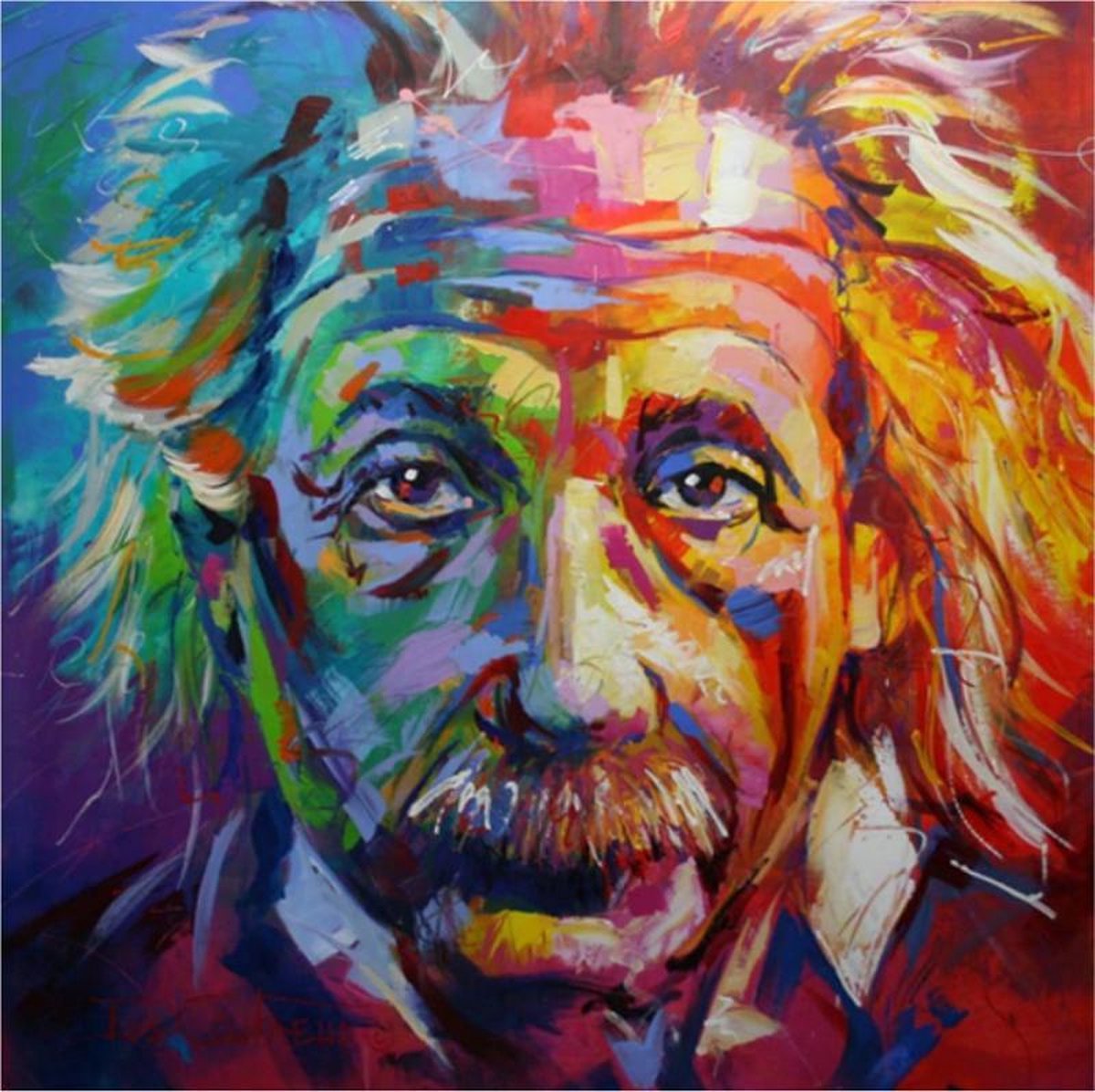 Canvas Schilderij * Albert Einstein Psychodelic - Kunst aan je Muur - Grafitti - Kleur... | bol.com
