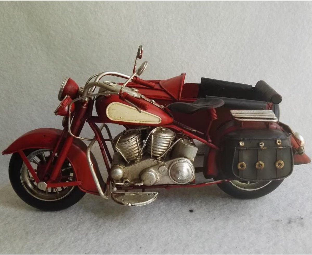 Rode - motor - met - zijspan - Harley Davidson stijl- blikken motor ...