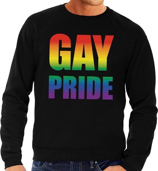 Gay pride regenboog sweater zwart - homo sweater voor heren - gay pride ...