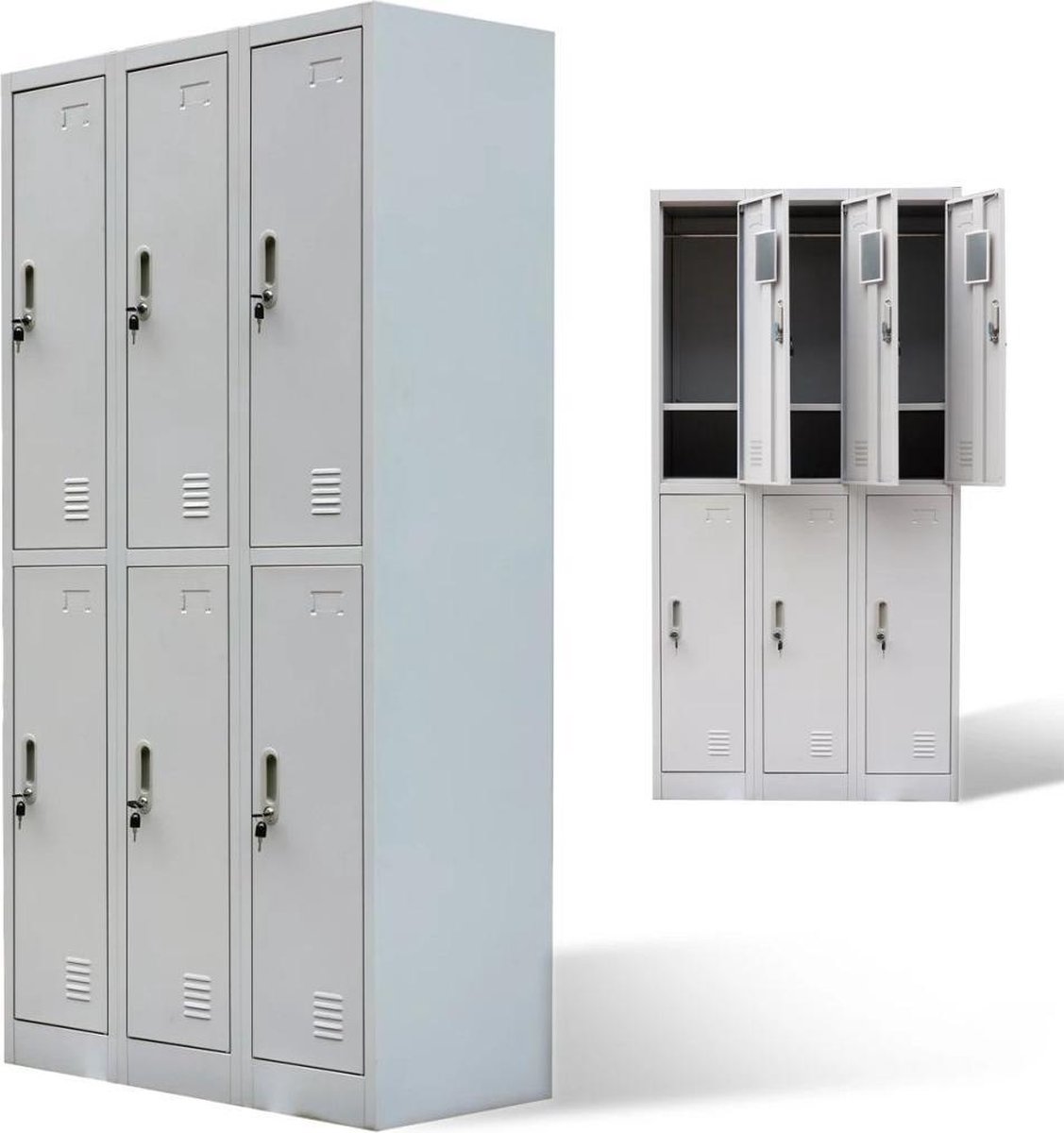 vidaXL Lockerkast met 6 deuren metaal grijs | bol.com