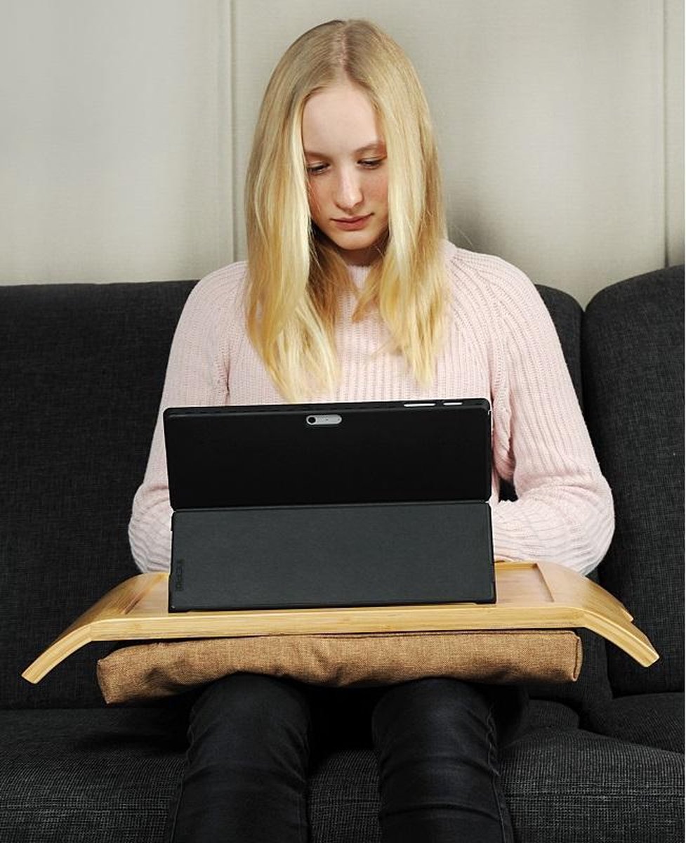 FSC® Bamboe Comfortabel Laptopkussen met Handgrepen | Homeoffice Laptop ...