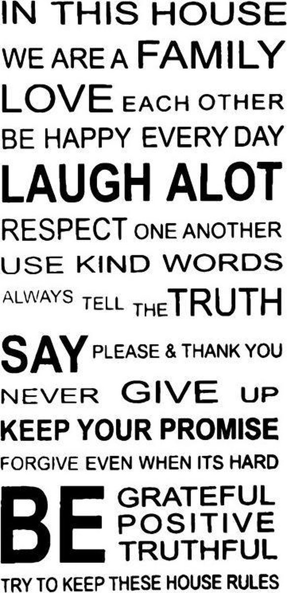 Family rules muursticker - Familie regels aan de wand _ versiering door ...