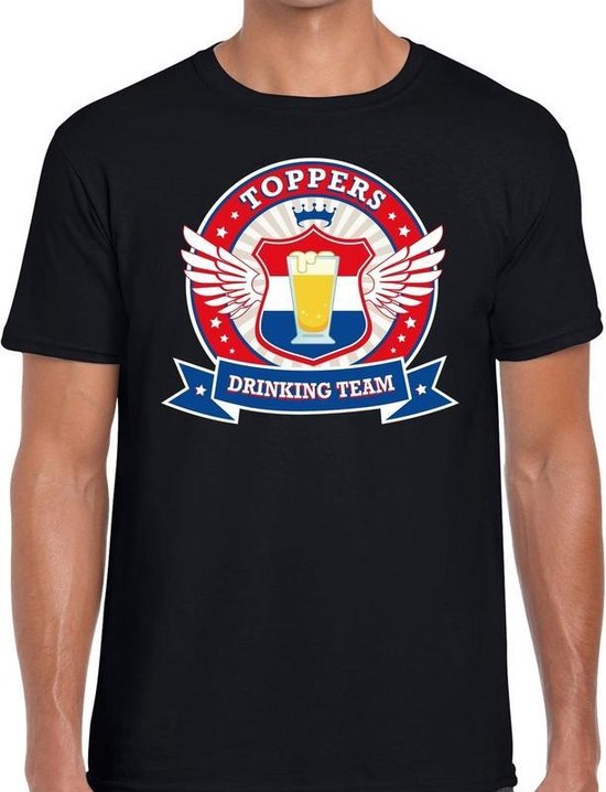 Toppers Zwart Toppers drinking team t-shirt / shirt zwart Toppers team ...