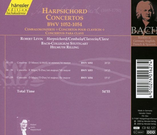 Robert Levin, Bach-Collegium Stuttgart, Helmuth Rilling - J.S. Bach: Harpsichord... | bol.com