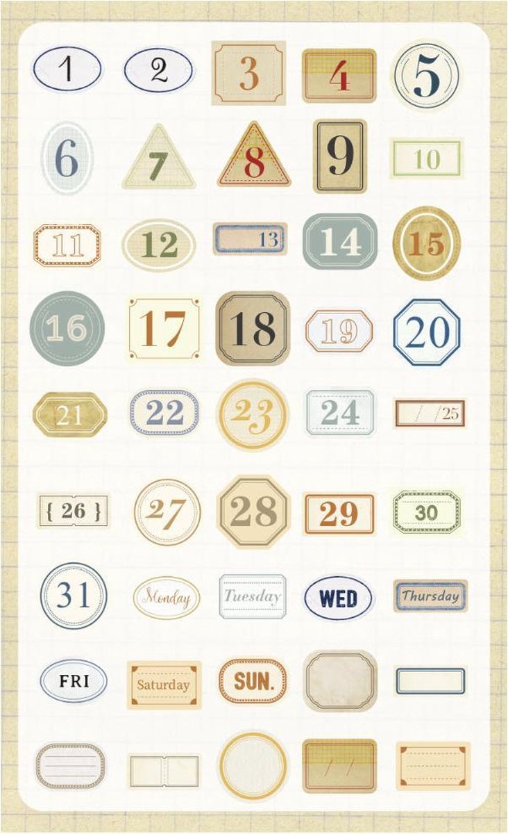 Set van 45 stickers - Nummer - Datum Sticker | bol.com