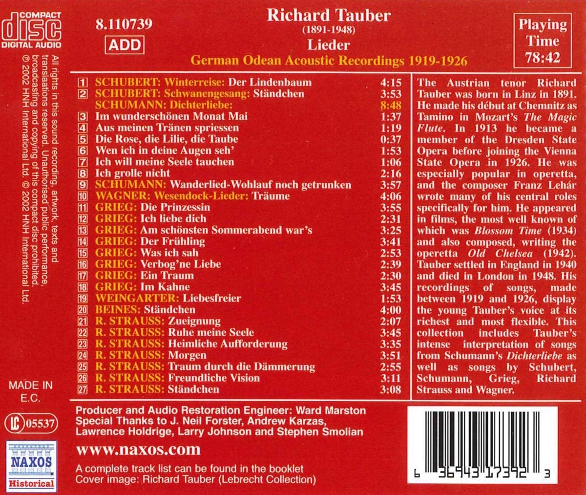 Tauber: Lieder, Richard Tauber | CD (album) | Muziek | bol.com