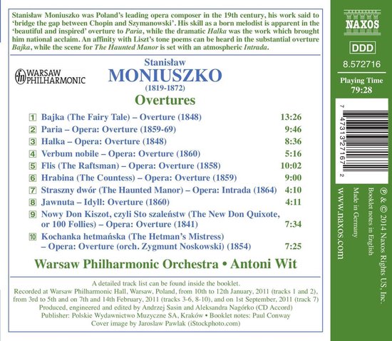 Moniuszko,bajka, Opera Overtures Paria, Halka, Ver, Antoni Wit | CD ...