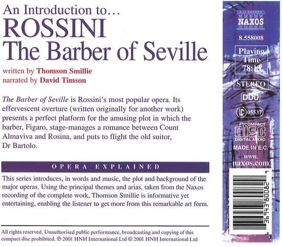 Opera Explained - Introduction To Rossini's Barber O (CD), Opera ...
