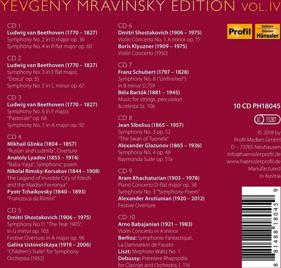 Yevgeny Mravinsky - Yevgeny Mravinsky Edition Vol. 4 (10 CD), Yevgeny ...