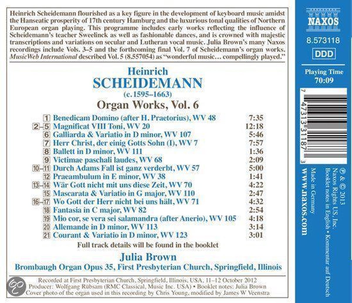 Julia Brown - Scheidemann, Heinrich; Organ Works (CD), Julia Brown ...