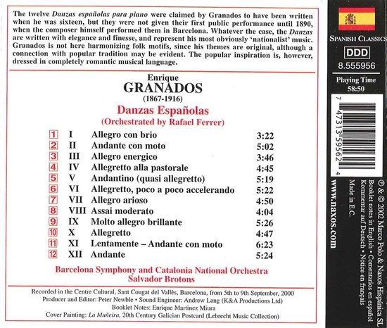 Barcelona So - Spanish Class. / Spanish Dances (CD), Barcelona Symphony ...