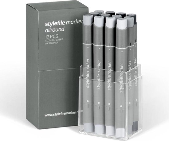 Stylefile Twin Marker 12 Neutral Grey Allround Set - Hoge kwaliteit ...